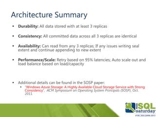 Windows Azure Storage Overview Internals And Best Practices PPT