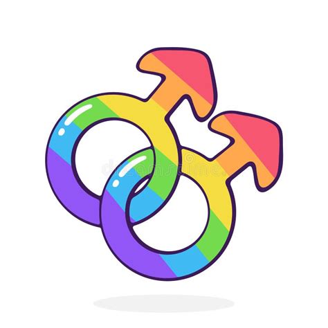 Gay Gender Symbol At Rainbow Color Male Homosexual Orientation Part