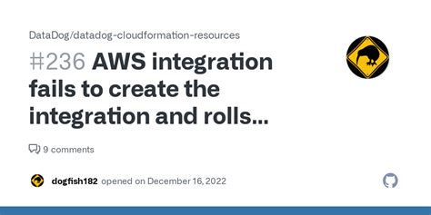 Aws Integration Fails To Create The Integration And Rolls Back