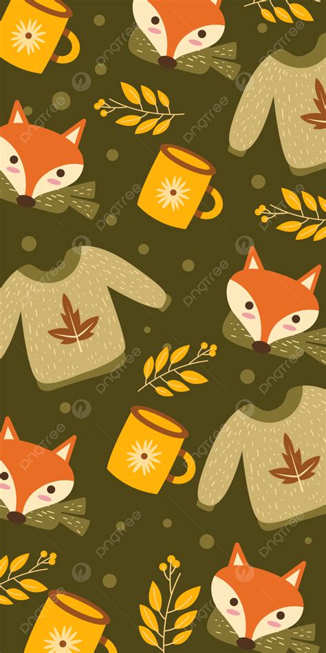 Cute Autumn Pattern Wallpaper Background Fox Autumn Pattern Autumn Vibes Background Image For