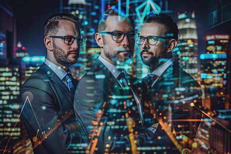 Premium Photo Managers Collaborating In City With Digital Charts And Team