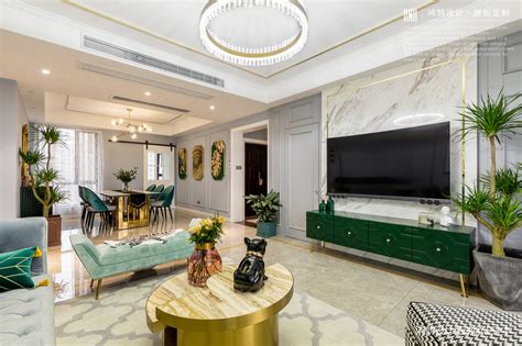芜湖鸿鹄设计华仑港湾美式轻奢江景房，都市新贵的标配 ！3511917 设计本装修效果图