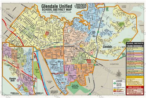 Glendale Unified School District Map Los Angeles County Ca Poster