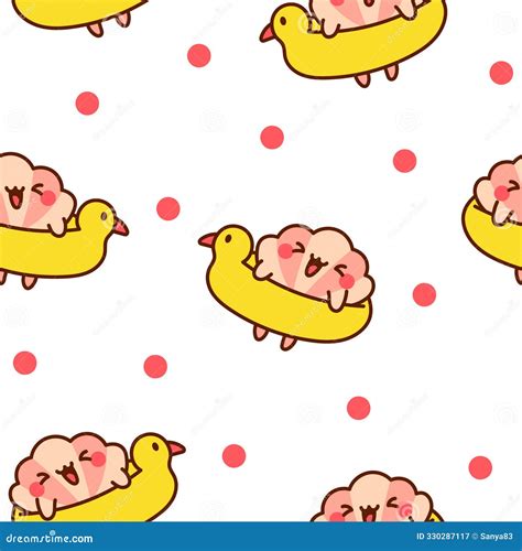 Cute Seashell With Smiling Face Seamless Pattern Stock Vector Illustration Of Book Cloud