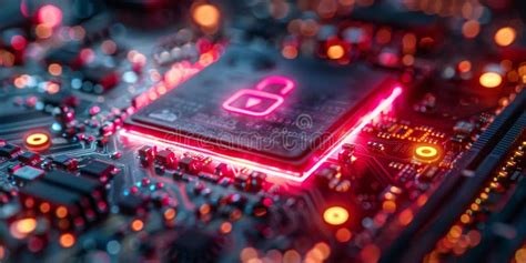Intense Red Lit Computer Motherboard Close Up Stock Photo Image Of Binary Computer
