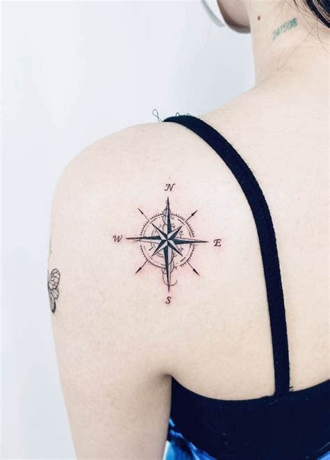 Vintage Compass Tattoo Traditional