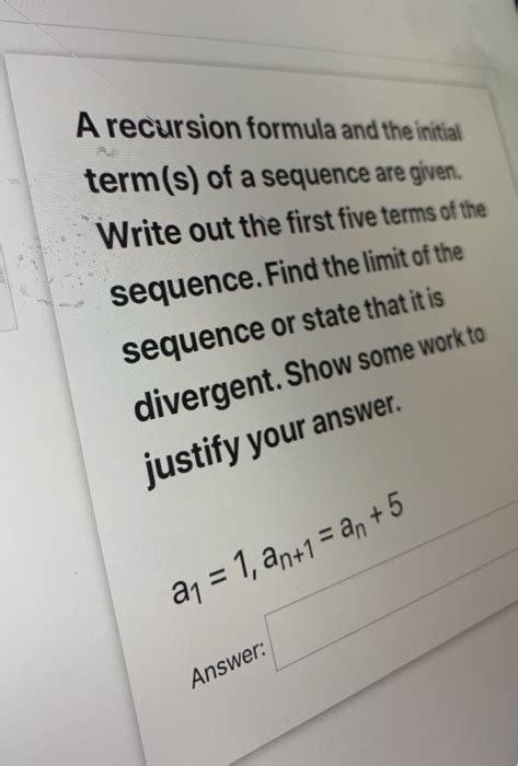 Solved A Recursion Formula And The Initial Terms Of A