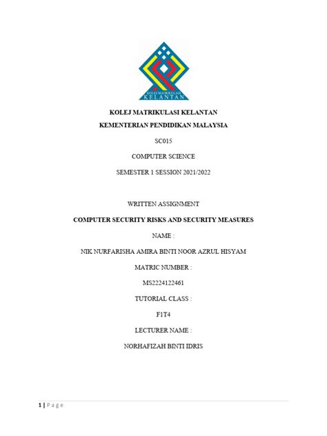 Assignment Scom Pdf Security Computer Security