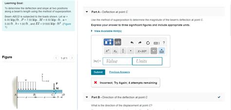 Solved Part A Deflection At Point C Learning Goal To Chegg