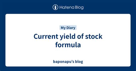 Current Yield Of Stock Formula Baponapus Blog