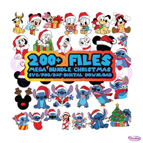 Disney Christmas Svg Cartoon Characters Svg Bundle