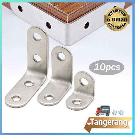 Jual 10pcs Siku Penyangga Rak Dinding Plat Siku Stainless Steel