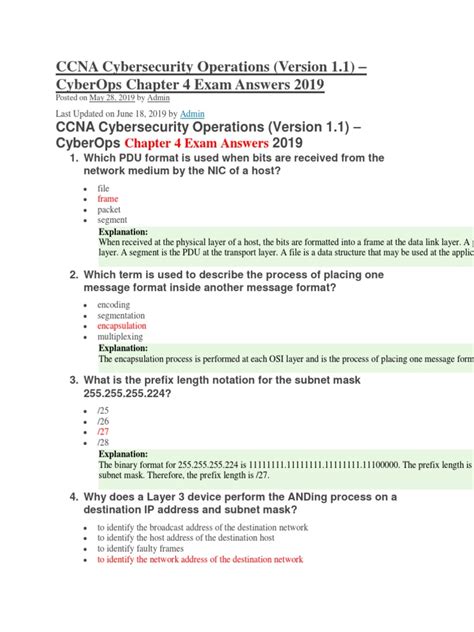 Ccna Cybersecurity Operations Version 11 Cyberops Chapter 4 Exam