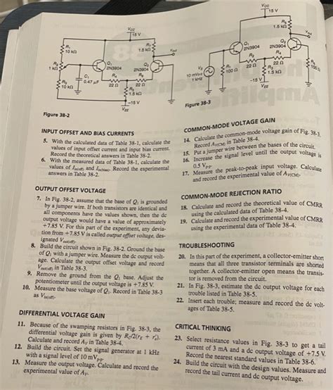 Experiment The Differential Amplifier The Chegg Com