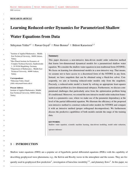 Pdf Data‐driven Learning Of Reduced‐order Dynamics For A Parametrized