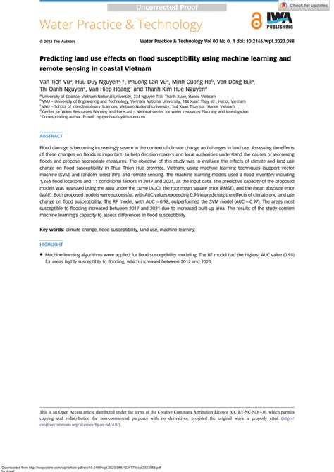 pdf predicting land use effects on flood susceptibility using machine