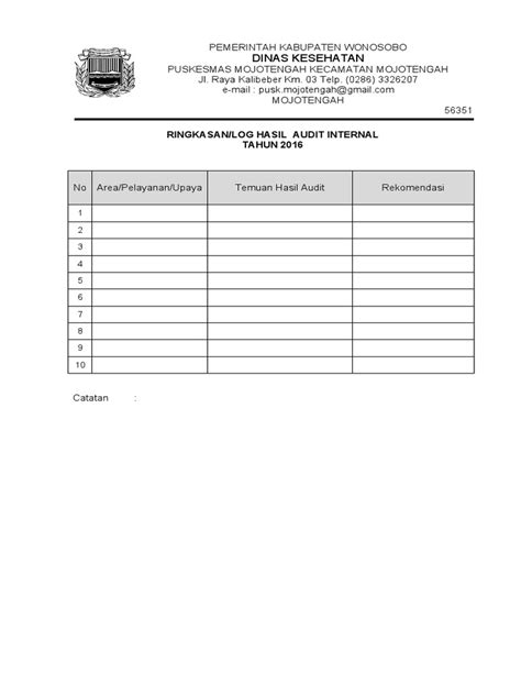 Log Hasil Audit Internal Pdf