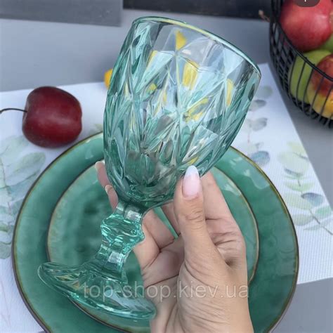 Келихи для вина з кольорового скла 6 шт Glassware 320 мл бірюзовий Id 1775006092 цена 670
