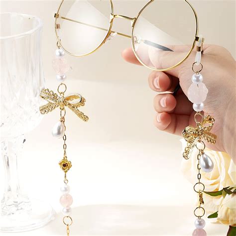 Personalized Birthstone And Birth Flower Coquette Bow Eyeglasses Chain
