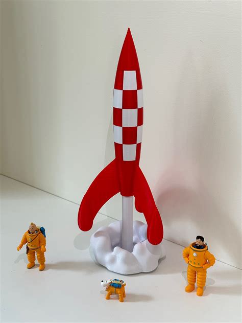 Exquisite 3d Printed Tintin Rocket Replica Etsy