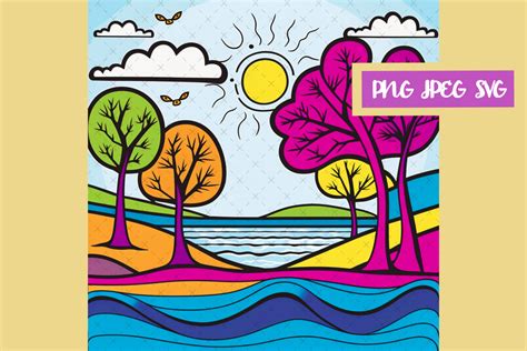 Simple Sunny Landscape Graphic By Creative Kim Designs Creative Fabrica