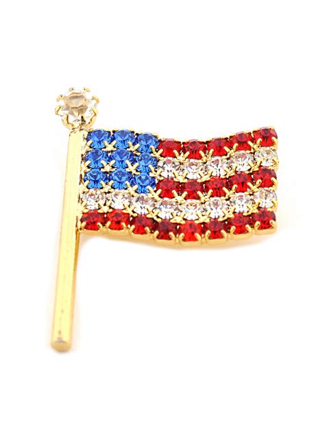 Usa Flag Pin Gold Small Wavy American Flag Pin