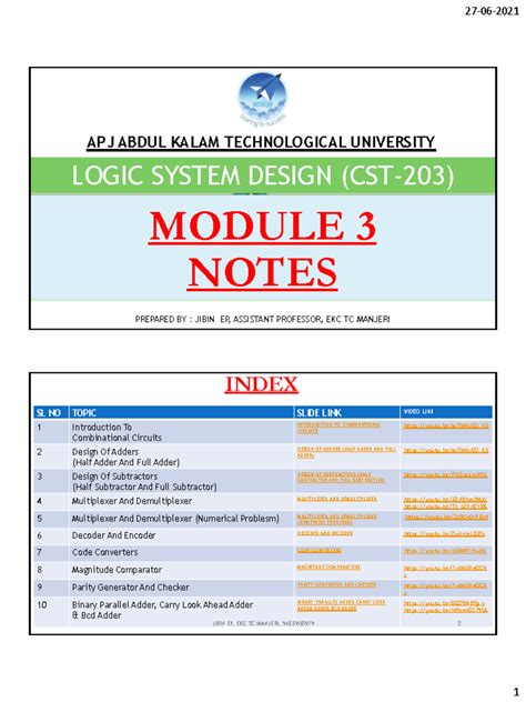Logic System Design Module 3 Module 3 Notes Logic System Design Cst