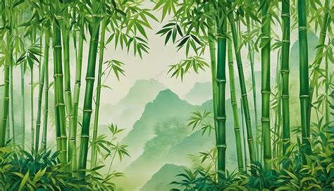 綠色自然竹樹背景 綠色竹樹壁紙 中國竹子綠樹牆藝術 人工智能生成背景圖片和桌布免費下載