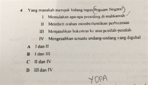 4 Yang Manakah Menunjuk Bidang Tugas Peguam StudyX