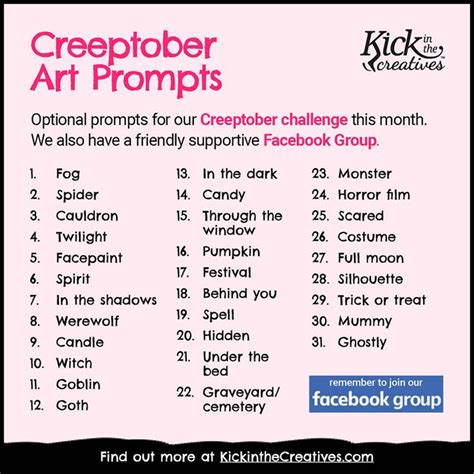 Creeptober Halloween October Art Challenge Kick In The Creatives