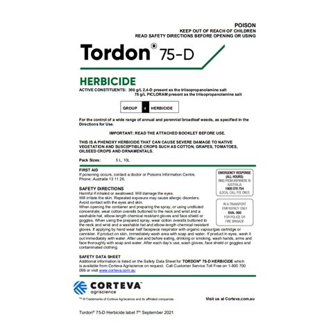 Corteva Tordon 75 D 5l Raymonds Warehouse