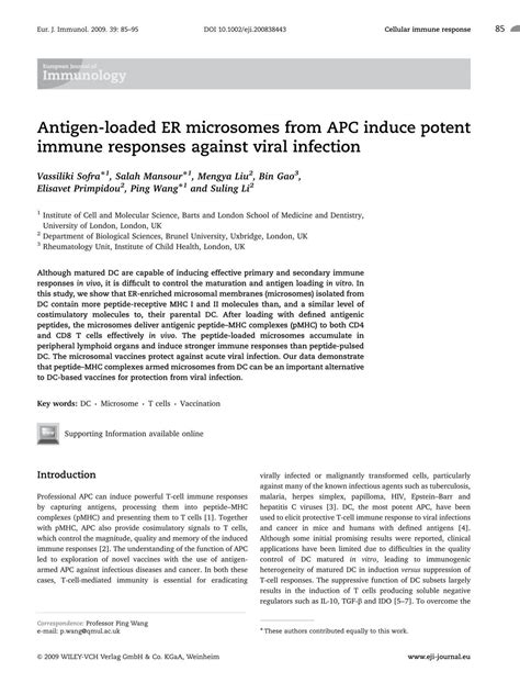 Antigen Loaded Er Microsomes From Apc Induce Potent Immune
