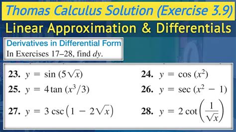 Thomas Calculus Exercise 3 9 Q23 To Q28 Differentials Dy Calculus Urdu Hindi Lec 83 Youtube