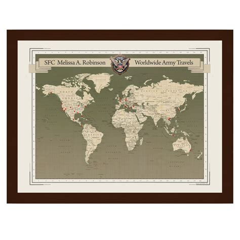 Personalized Army Push Pin Travel Map Army Wedding Gift US Army Family World Map With Pins