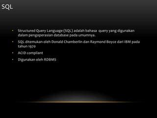 Analisa Perfomansi Database Sql Dan No Sql Pada Aplikasi PPT
