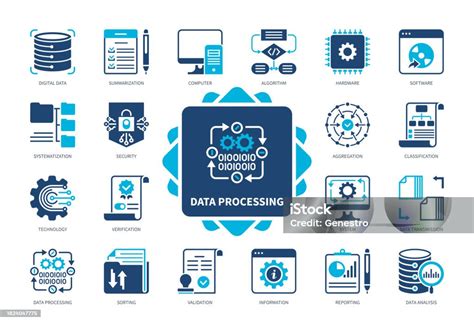 Data Processing Solid Icon Set Stock Illustration Download Image Now