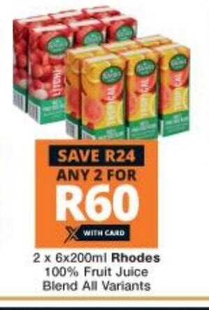 X X Ml Rhodes Fruit Juice Blend All Variants Offer At Checkers