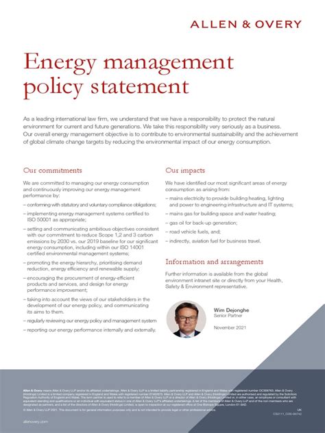 Energy Management Policy Statement Pdf Efficient Energy Use