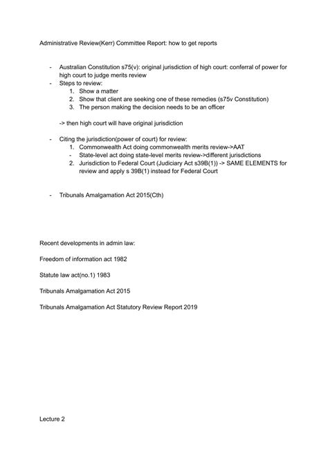 Lecture Notes Administrative Law Jurd7160 Administrative Law