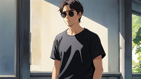Premium Photo Black Tshirt Mockup Male Model Generative Ai