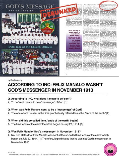 According To Inc Felix Manalo Was Not Gods Messenger R