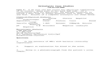 Download Doc Urinalysis Case Studies