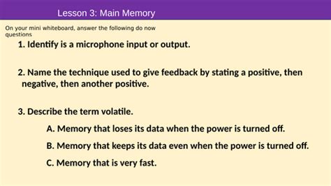 Computer Systems Lesson 3 Main Memory And Operating Systems Teaching Resources
