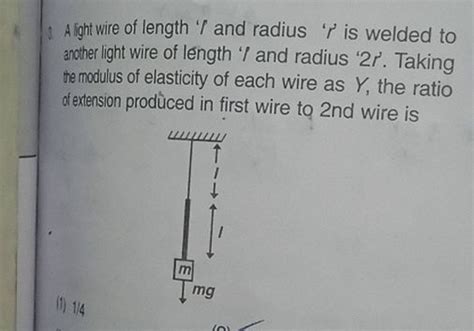 A Light Wire Of Length L And Radius R Is Welded To Another Light Wire Of Length L And Radius 2r