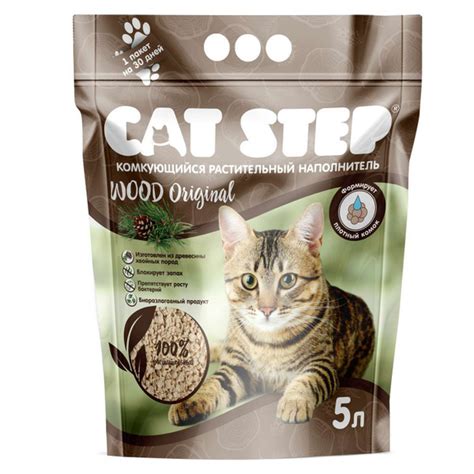 Наполнитель для кошек Cat Step Wood Original комкующийся растительный ...