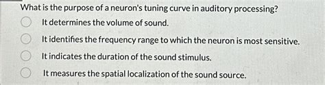 Solved What Is The Purpose Of A Neurons Tuning Curve In