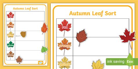 Autumn Leaf Sorting Chart Twinkl Linsegnante Ha Fatto