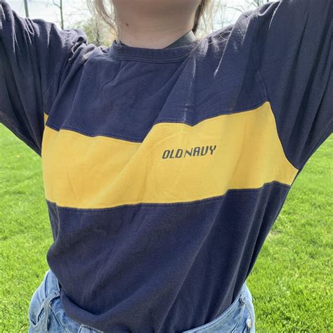 Cute 2000s Old Navy Long Sleeve Navy And Yellow Depop