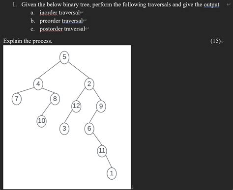 Solved Given The Below Binary Tree Perform The Following