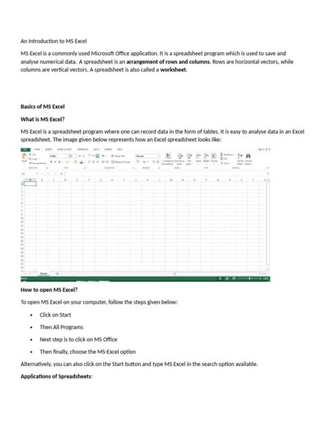 An Introduction To Ms Excel Pdf Microsoft Excel Spreadsheet